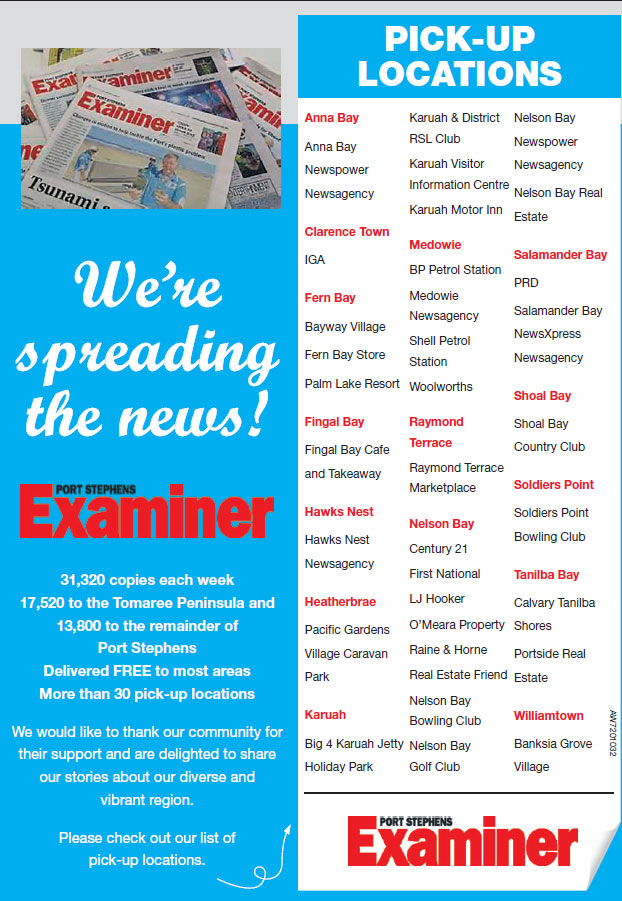 Pick up locations | Port Stephens Examiner | Port Stephens Examiner ...